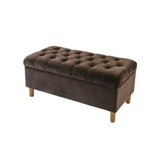 Sol Storage Bench Ottoman, Chocolate Brown Velvet, Wood, 40 Inch - Bed ...