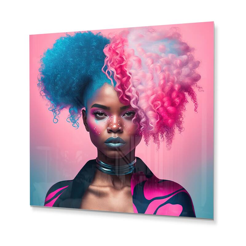 Designart 'Pink And Blue African American Woman VII' African American ...