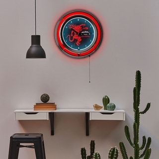 Fireball Retro Round Neon Wall Analog Clock with Pull Chain, 14.5" - 14 ...