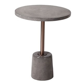 Style Craft Contemporary Round Concrete Side Table, Gray/Bronze - Bed ...
