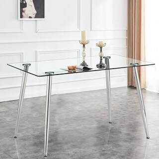 Modern Minimalist Rectangular Glass Dining Table for 4-6 - Bed Bath ...