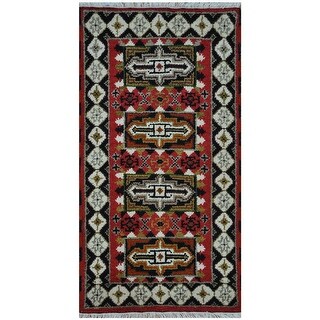 Handmade One-Of-A-Kind Tribal Kazak Wool Rug (India) - 2' x 4' - Bed ...