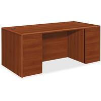HON 10700 Series Cognac Laminate Double Pedestal Desk - 5-Drawer - Bed ...