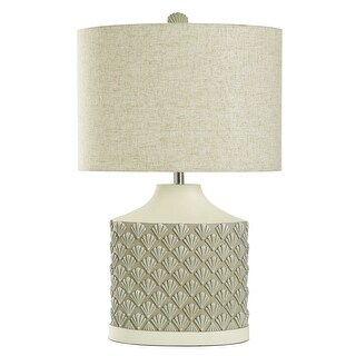 Faye Grey - Modern Coastal Table Lamp - Embossed Seashell Design ...
