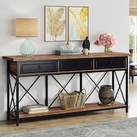 70.8 Inch Farmhouse Solid Wood Long Console Table Sofa Table - On Sale ...