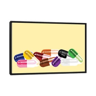 iCanvas "Chill Pill Party Yellow" by Jaymie Metz Framed Canvas Print ...