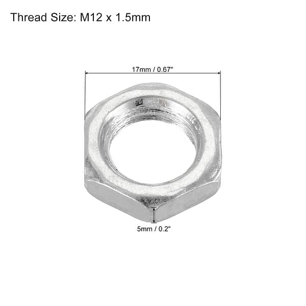 20pcs M12x1.5 Steel Hex Nuts Hardware Nuts Screw Bolt Fasteners 5mm ...