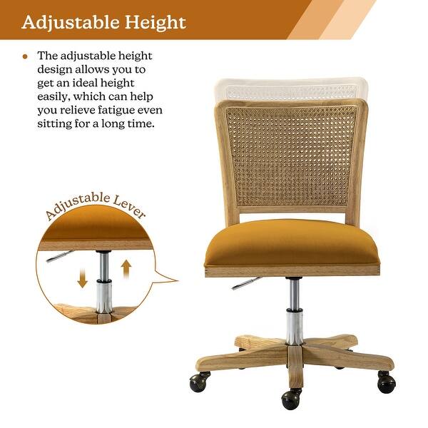 Calcutta Modern Rattan Back Task Chair with Solid Wood Legs by HULALA ...