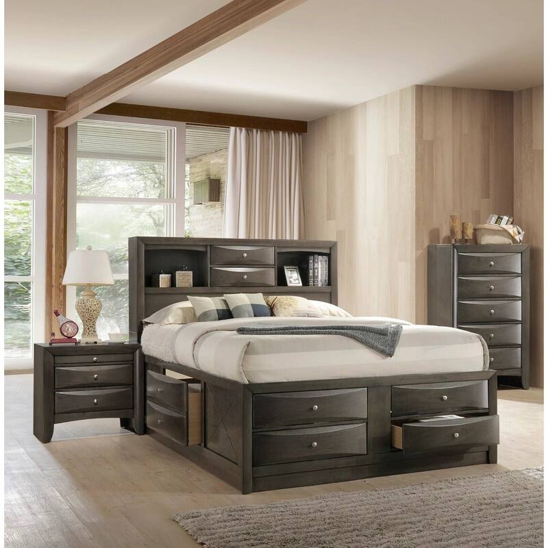 Captain's Bed Solid Wood Storage Drawers Bed Chest Nightstand 3pc Set ...