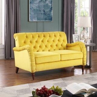 54" Tufted Back Sofa, 2 Seater Sloped Arm Sofa, Multiple Cushions Sofa ...