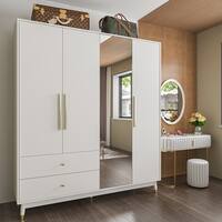 63inch Wardrobe Large Storage Cabinets with Mirror Bedroom ARMOIRES ...