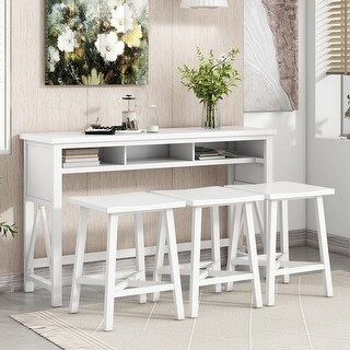 Farmhouse Counter Height 4-Piece Dining Table Set, 60" Console Kitchen ...