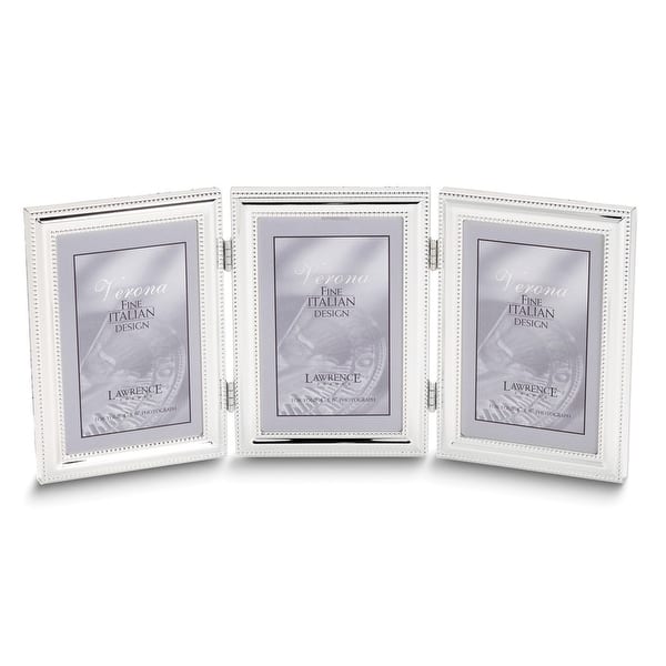 Curata Silver-Plated Portrait Hinged Beaded Triple 5x7 Photo Frame ...