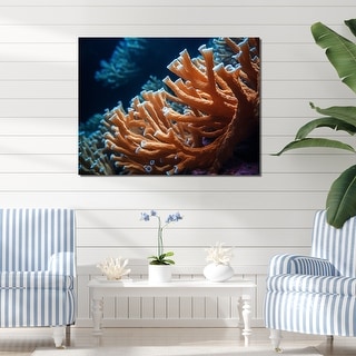Designart "Orange Branching Coral Reef" Coastal Coral Under Water Wall ...