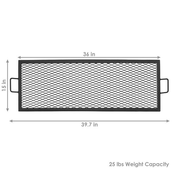 Sunnydaze X Marks Heavy-Duty Steel Rectangle Fire Pit Cooking Grill ...