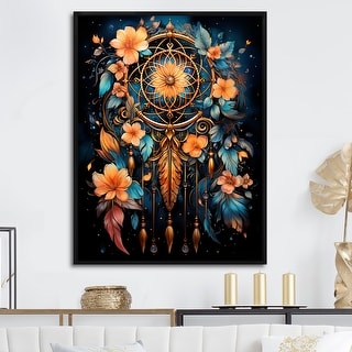 Designart "Blue And Peach Catcher Of Night Whispers" Dream catcher ...