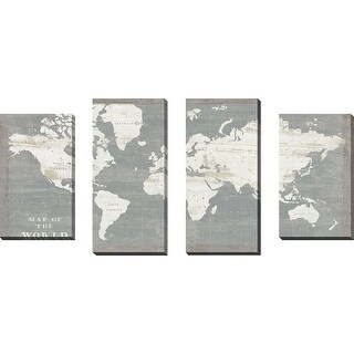 "Slate World Map" by Sue Schlabach Print on Canvas Set of 4 - Bed Bath ...