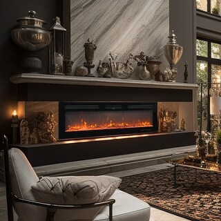 60" Electric Fireplace w/Remote Control, 12 Flame Color, 8H Timer - On ...