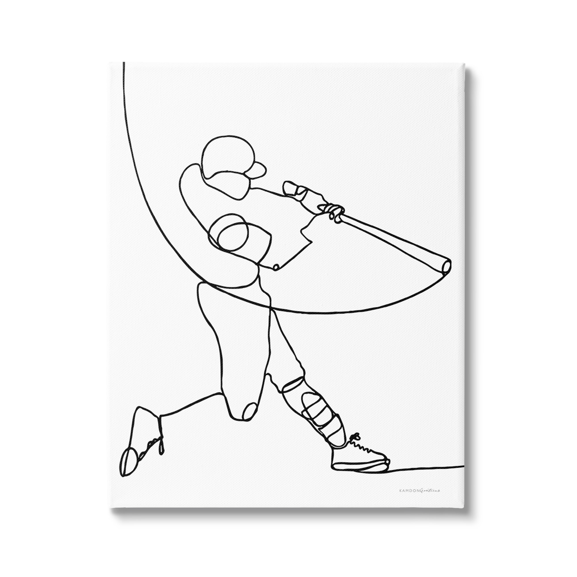Stupell Simple Line Doodle People Playing Sports Baseball Football ...