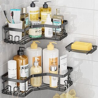 3-Pack Adhesive Stainless Steel Shower Organizer Shower Caddy - Bed ...