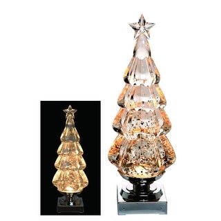 Transpac Artificial 14 in. Gold Christmas Light Up Snowy Glitzmas Tree ...