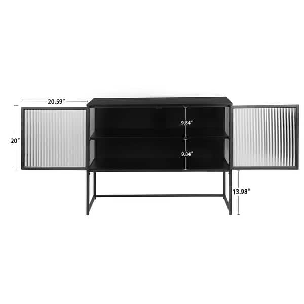 Retro Fluted Glass Sideboard Storage Cabinet Modern Console Table ...