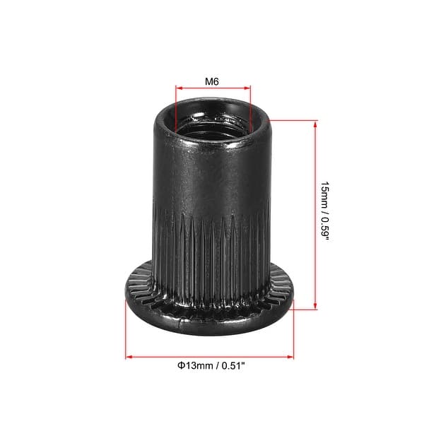 Rivet Nuts Carbon Steel Knurled Flat Head Insert Nut Fastener Black ...