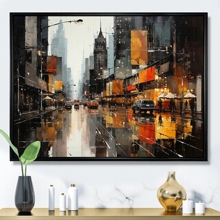 Designart "Cityscape Collage V" Abstract Collages Framed Wall Decor ...