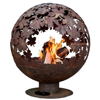 28" Brown Rustic Finish Large Leaf Outdoor Fire Sphere - Bed Bath ...