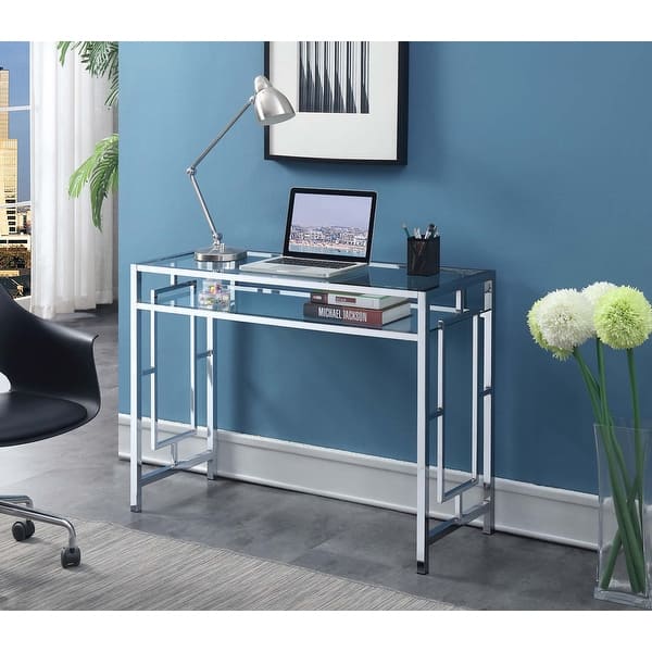 Convenience Concepts Town Square Chrome Desk With Shelf - Bed Bath ...