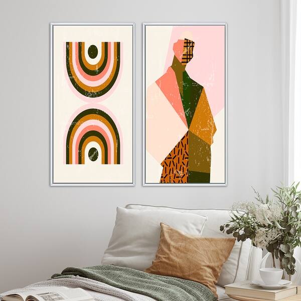 Designart "Retro Woman Portrait Minimalistic I" Geometric Framed Art ...