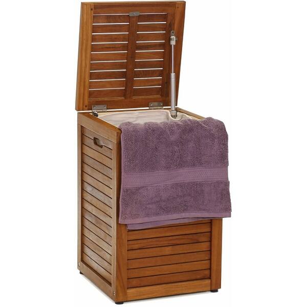 The Original Spa Square Teak Laundry or Storage Hamper - Bed Bath ...