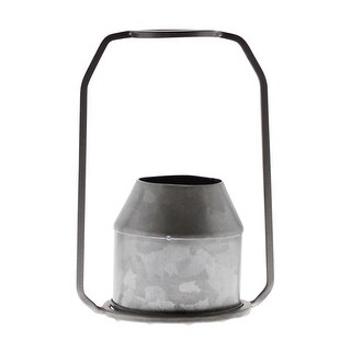Round Top Metal Frame Vase with Handle, Galvanized Gray - Bed Bath ...