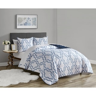 Geo Navy Reversible 3 piece comforter set - Bed Bath & Beyond - 36783090
