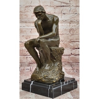 The Thinker Bronze Statue – Rodin Inspired Sculpture On Marble Base ...