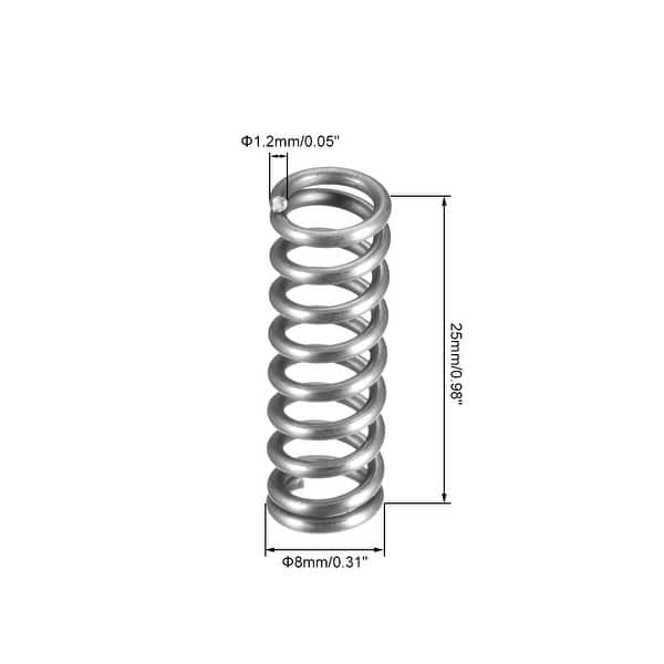 1.2x8x25mm Stainless Steel Coil Extended Compressed Spring 5Pcs - 1 ...