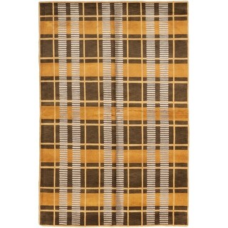 ECARPETGALLERY Hand-knotted Karma Light Brown Wool Rug - 6'0 x 9'0 ...