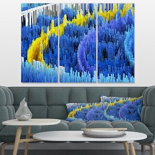 Designart "Macro Render Structure Blue Yellow" Canvas Art Print - Bed ...
