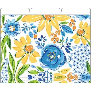 Blue & Yellow Flowers 3-Pack Reusable Flexible Plastic File Folders ...