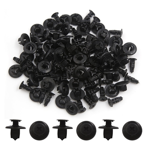50Pcs Black Plastic Rivet Push Pin Type Trim Fastener Clips 9mm for Car
