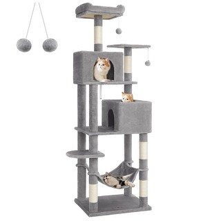 Cat Tree, 75.2-Inch Cat Tower, Plush Multi-Level Cat Condo with 5 ...
