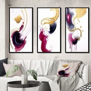 Designart "Intensity of Peace Magenta And Gold Series II" Abstract ...
