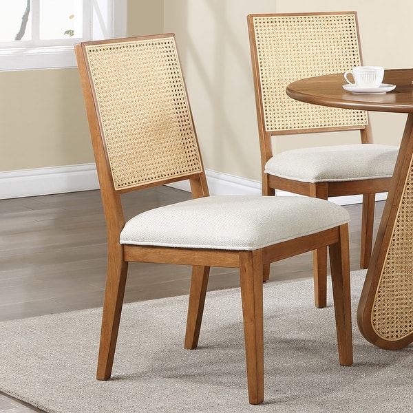 Best Master Furniture Yuna Walnut Finished Dining Chair with Rattan ...