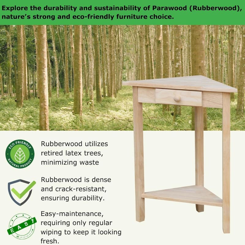 Unfinished Solid Parawood Corner Accent Table - Overstock - 9396399
