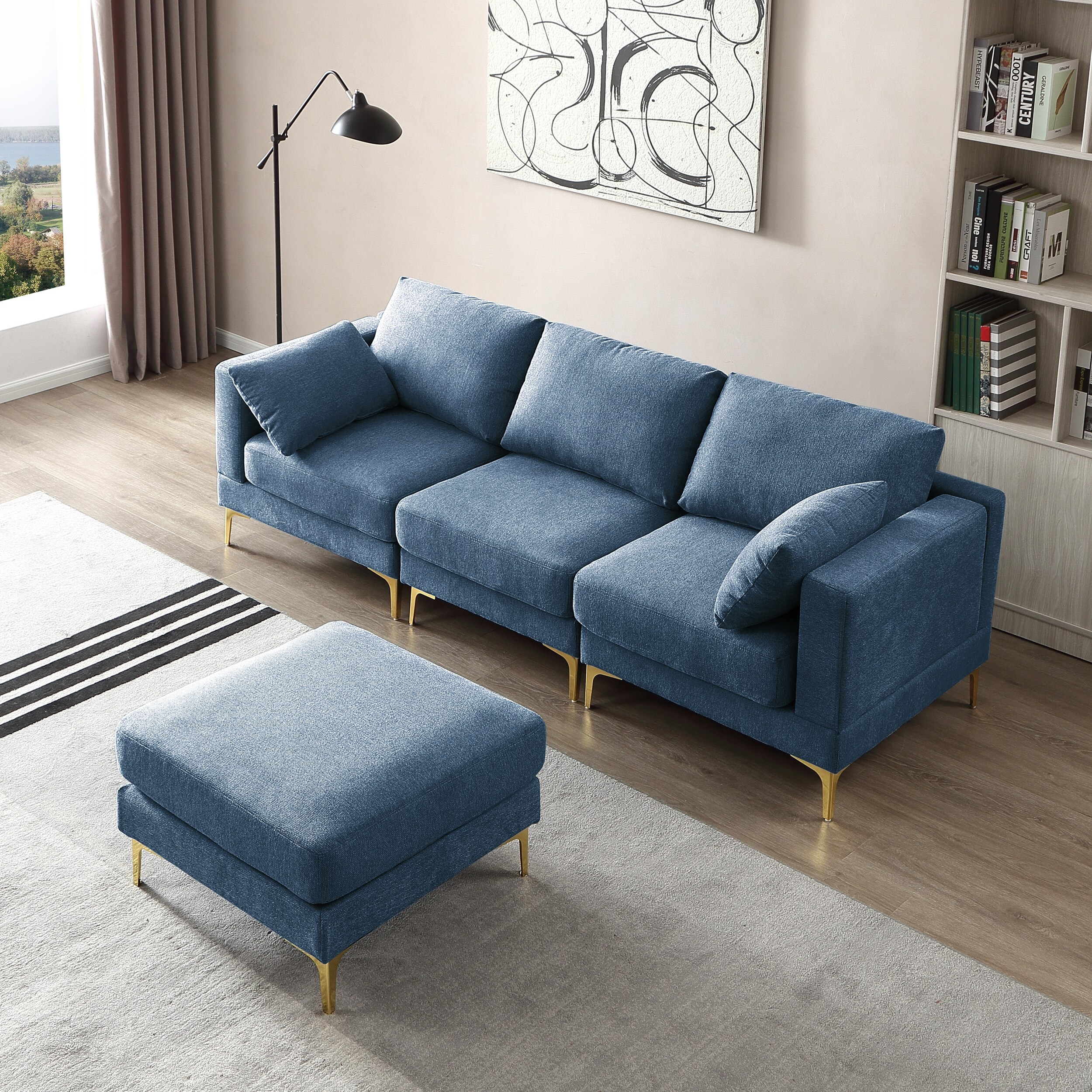 Modern Sectional Small Sofa L Shaped Couch Seat with Convertible Ottoman 2 Pillows for Living Room Apartment Compact Spaces Bed Bath Beyond 39081431