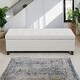 Beige Storage Bench with Button-Tufted Waffle Stitch, Soft-Close Hinges ...