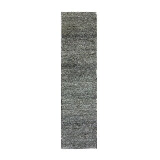 Harbor Gray with Grease Black, Modern Grass Design, Hand Knotted, Pure ...