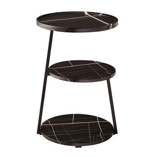 Skylar Round 3-Tier Side Accent Table with Raised Lip Edge Tabletop and ...