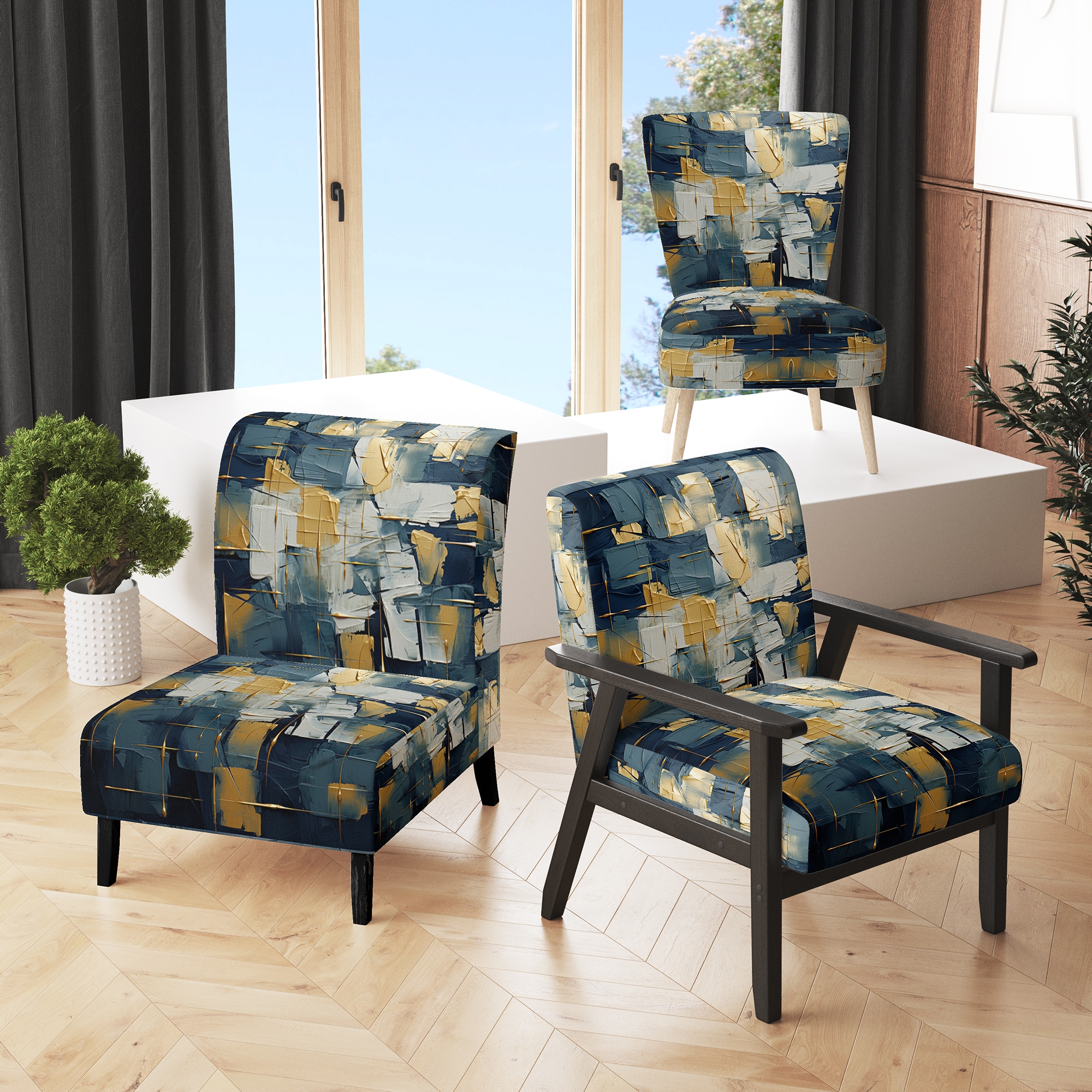 Navy print accent chair store