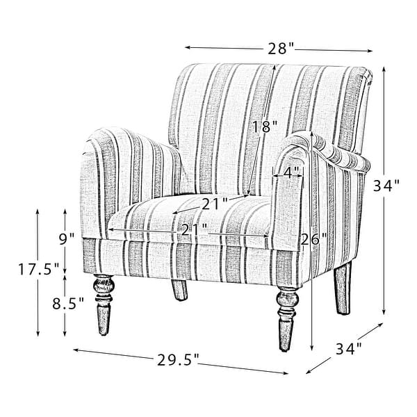 Seip Classic and Contemporary Striped Arm Chair with Spindle Wood Legs ...